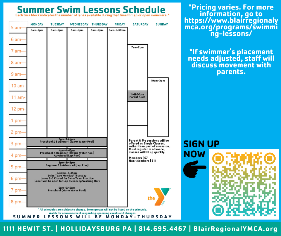 Swimming Lessons | BLAIR REGIONAL YMCA | Hollidaysburg, PA